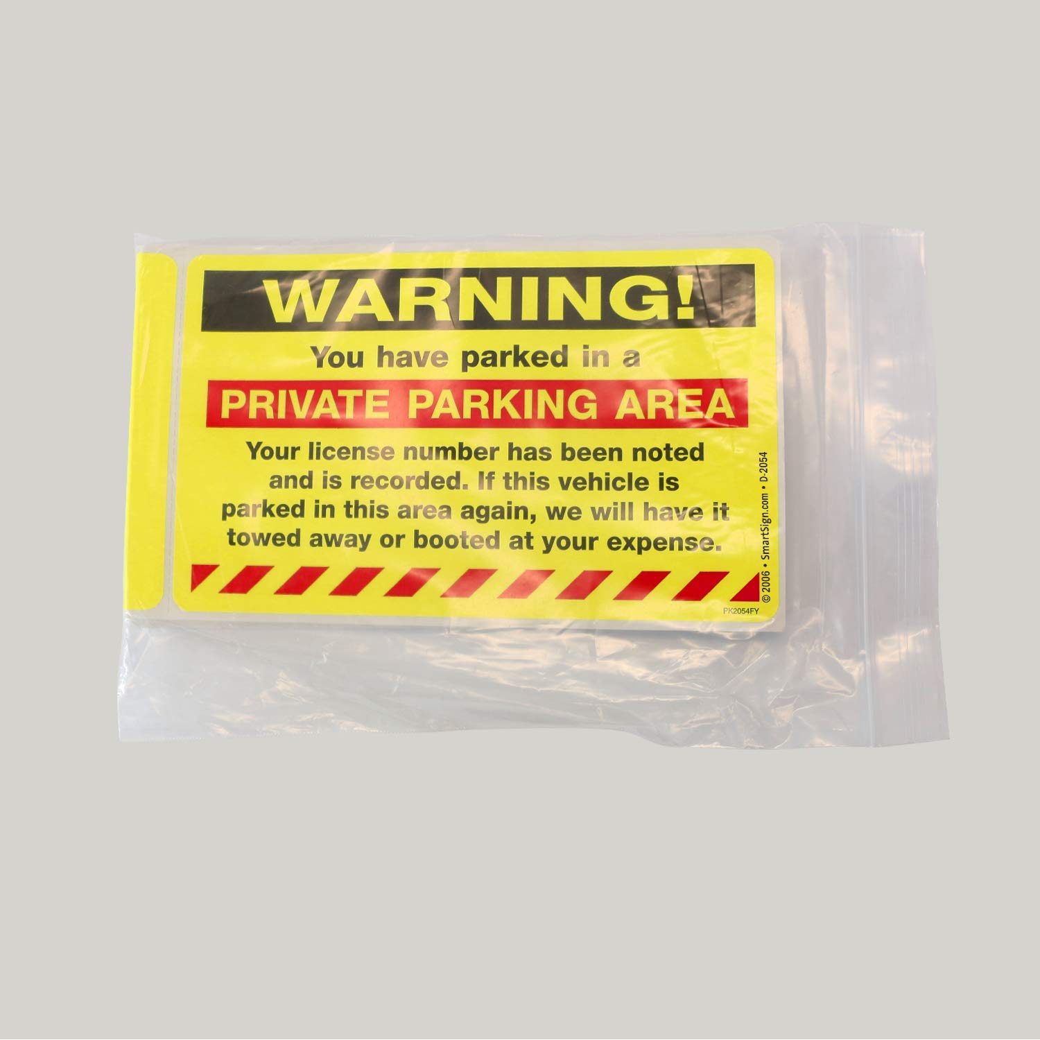 SmartSign "Warning - You Have Parked in a Private Parking Area Parking Violation Sticker |5" x 8" Fluorescent Paper