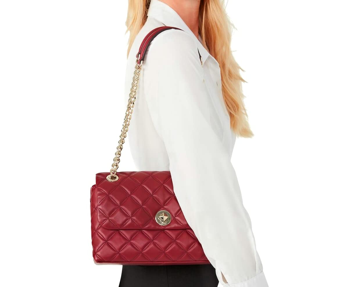 KATE SPADE NATALIA MEDIUM FLAP CROSSBODY SHOULDER BAG LEATHER IN BLACKBERRY PRESERVES