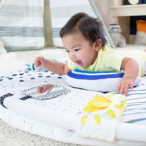 Sassy Stages STEM Developmental Play Gym, Sensory Tummy Time Activity Play Mat w/Built-in Instructions, Ultra Plush & Machine Washable Playmat for Babies & Toddlers