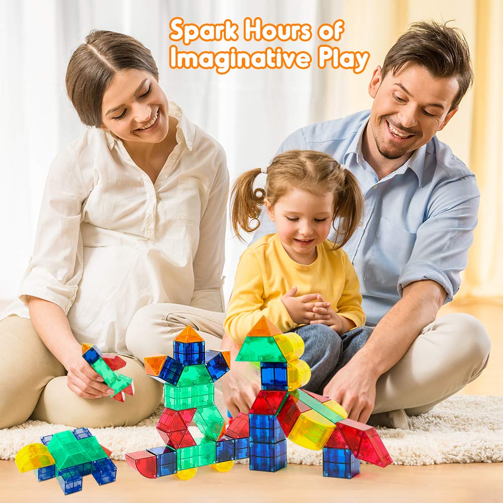 VATOS Magnetic Building Blocks 3D STEM Magnet Tiles Building Toys for Kids 44 PCS Creativity Educational Cubes Develop Motor Skills Montessori Sets Gift For Toddlers Boys Girls age 3 4 5 6 7+ Year Old
