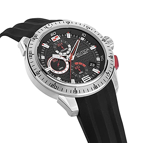 Nautica Men's NAPNSF109 NST 101 Grey/Black/Black Silicone Strap Watch