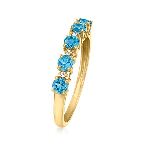 Canaria 0.70 ct. t.w. London Blue Topaz Ring With Diamond Accents in 10kt Yellow Gold. Size 7