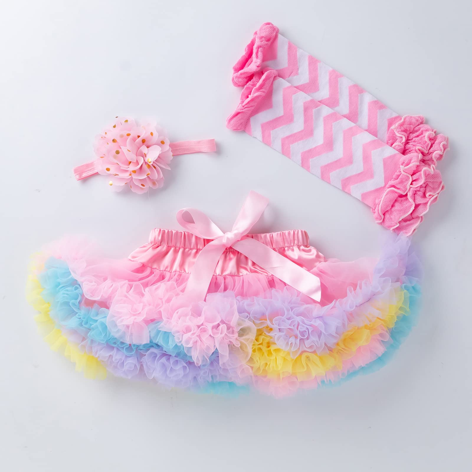 My First Easter Outfits Baby Girl Short Sleeve Rabbit Romper+Tutu Skirt+Headband+Leg Warmers Clothes Set (Pink, 0-3 Months)
