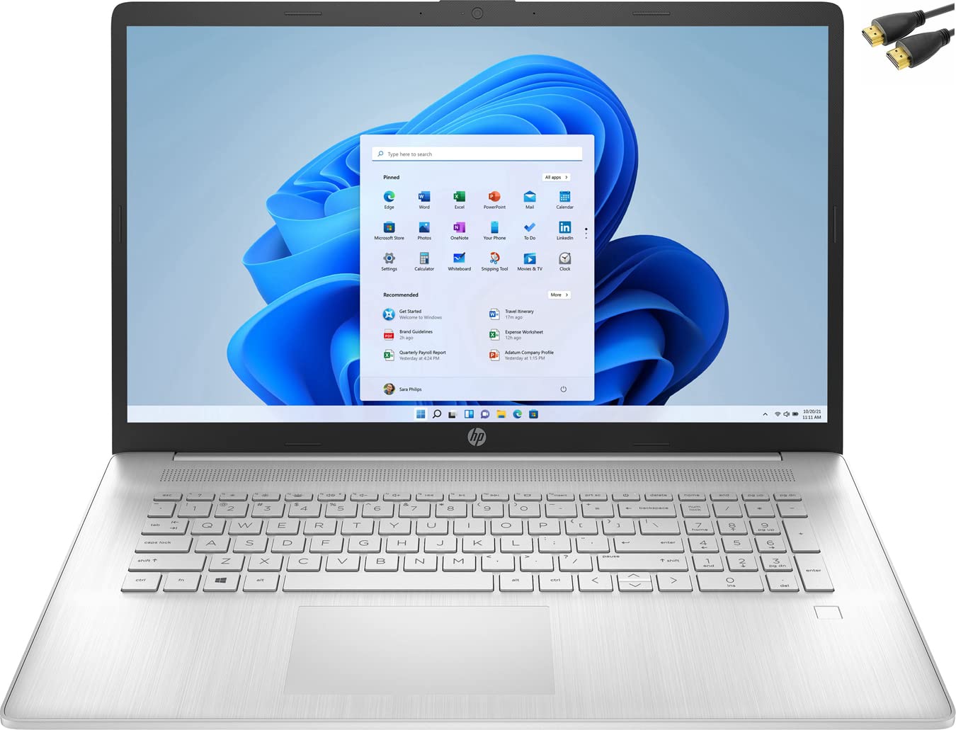 HP Newest 17.3" FHD Laptop, AMD Ryzen 5 5500U, 6-Core up to 4.0GHz, 16GB RAM, 1TB NVMe SSD, USB-C, Numeric Keypad, Fingerprint, HDMI, Webcam, WiFi, Win 10S or Win 11S, Bundle with JAWFOAL
