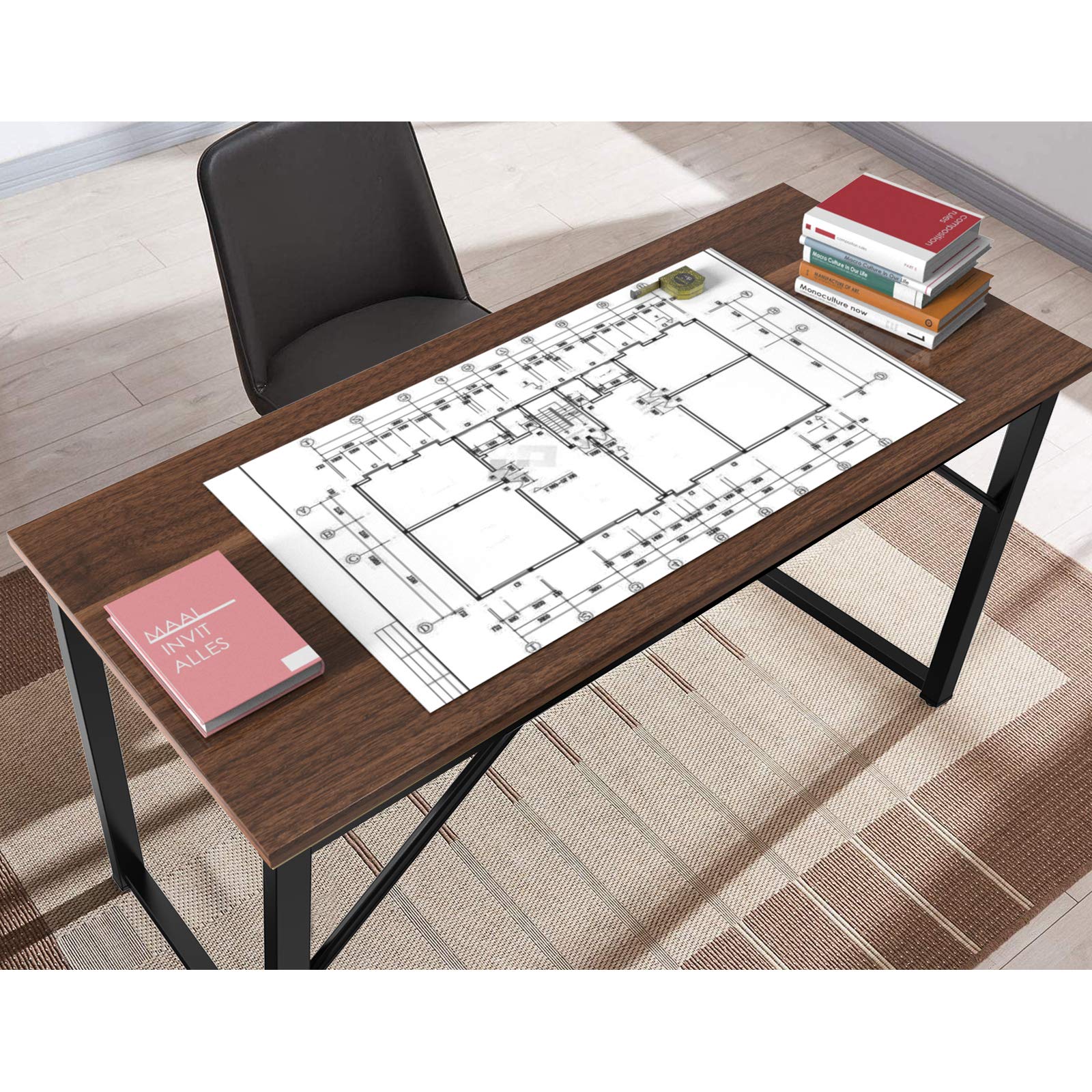 BOSSIN Computer Desk Table 39" Study Writing Table for Home Office,Modern Sturdy Office Desk for Small Spaces,Black and Brown(Brown)