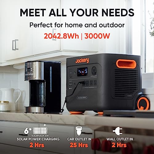 Jackery Portable Power Station Explorer 2000 Plus, Solar Generator with 2042Wh LiFePO4 Battery 3000W Output, Expandable to 24kWh 6000W, Compatible with Solar Panel for Outdoor RV Camping & Emergency