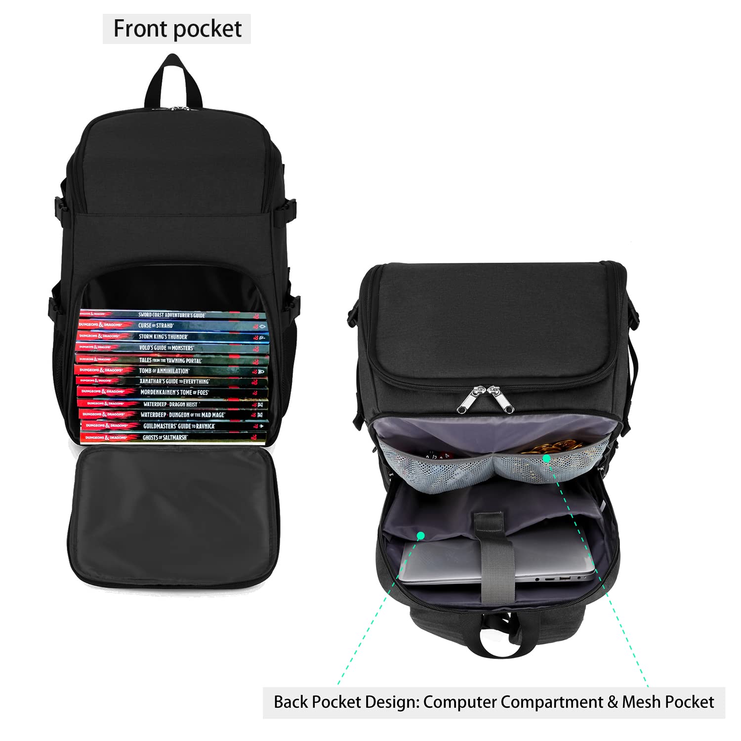 Dnd Backpack Dungeons and Dragons Carrying Bag Tabletop Player Miniature Storage Rpg Adentures Gaming Bag Travel Board Game Case Bookbag Dm Master Gifts Accessories Stuff Supplies Dnd Campaign