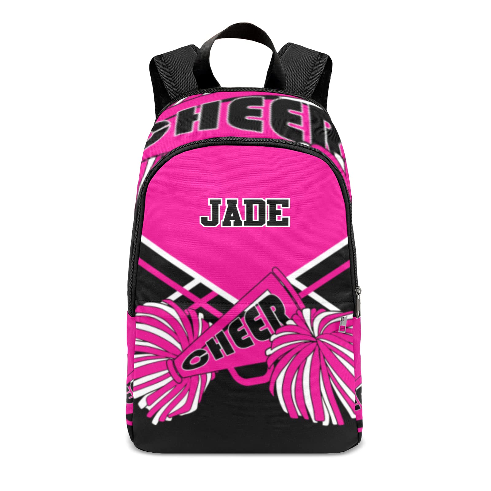 Cheer Pink Black Cheerleader Waterproof Backpack Sport Shoulder Bag for Men Women Gift, 11.8''(L)x5.51''(W)x17.72''(H)
