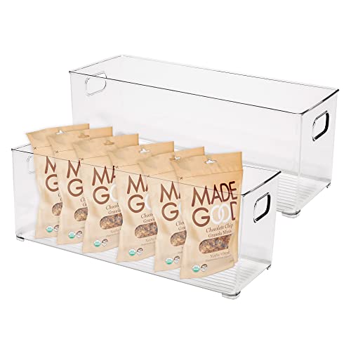 Clear Plastic Storage Bins, Stackable Pantry Organization and Storage Containers Clear Organizing Bins, Cabinet & Pantry Organizer Bins for Organizing Bathroom, Kitchen, Fridge, Freezer Organizer Bins