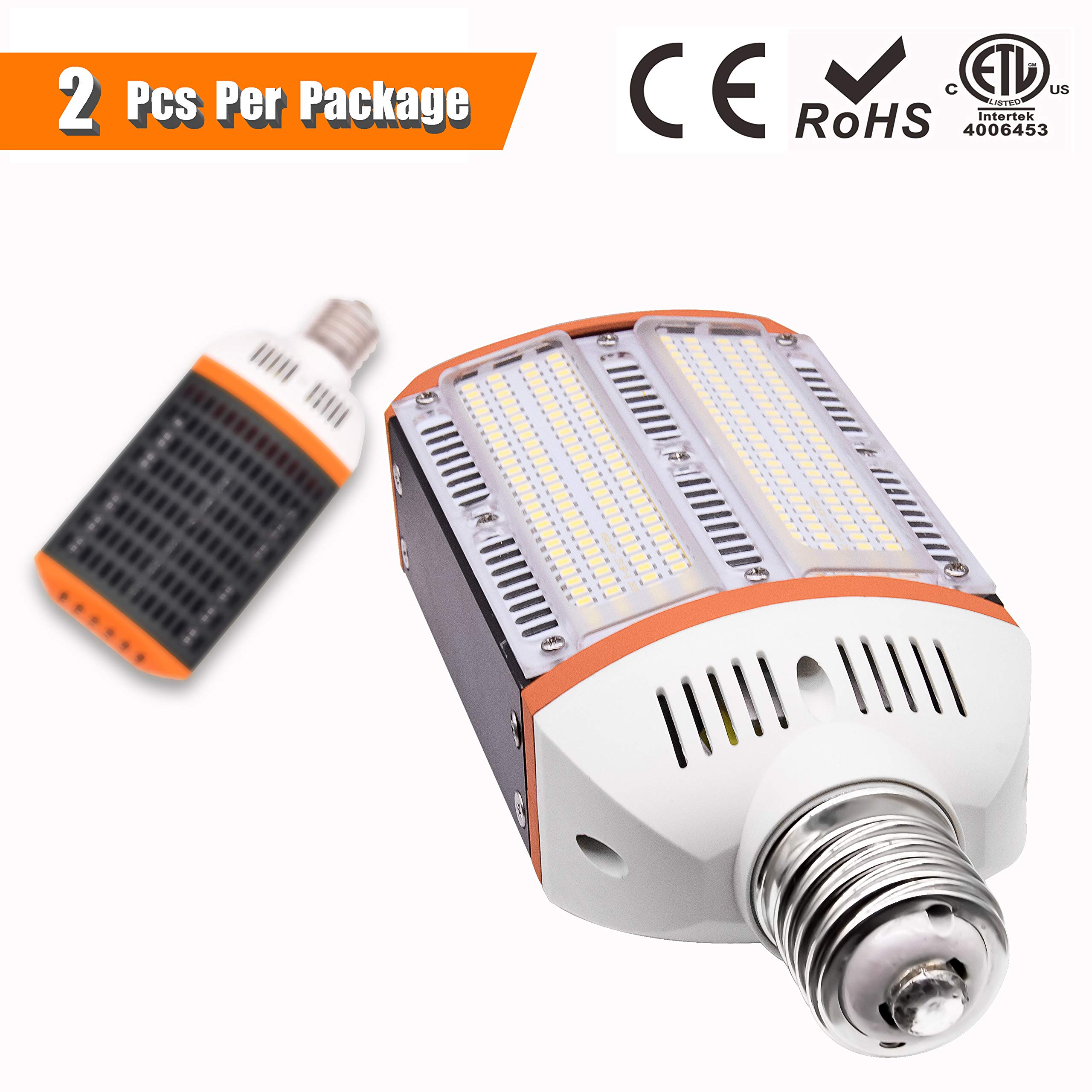 CA New Sunshine 2 Pack 40W (150W Equivalent) LED Parking Lot Light, Daylight White 5000K E39 Outdoor Shoebox Lamp Post Porch 6000Lm Energy Saving AC 100-277V
