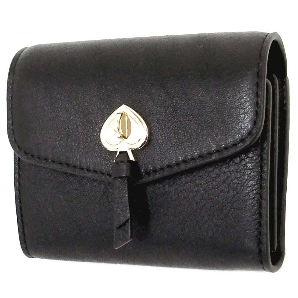Kate spade new york Marti Small Flap Pebbled Leather Wallet Black