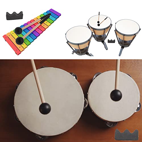 Cheerock 1 Pair Wood Tongue Mallets with Bracket, Black Handpan Sticks, Rubber Handle Steel Tongue Mallet, Percussion Instruments Accessory