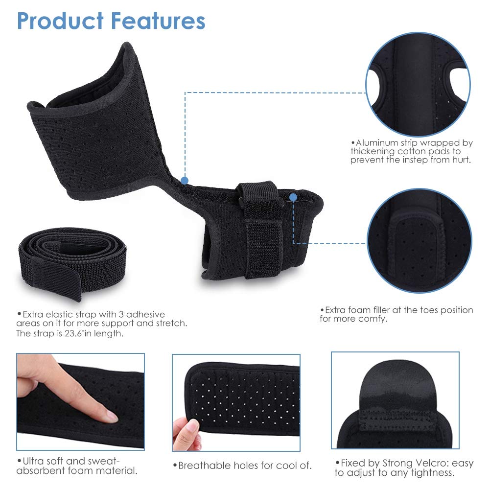 AYNEFY Wrap Ankle Joint Support, Night Splint Foot Drop Orthotic Brace Support Ankle Splint Support Fracture Sprain Injury Support with Massage Ball for Treating Foot Drop