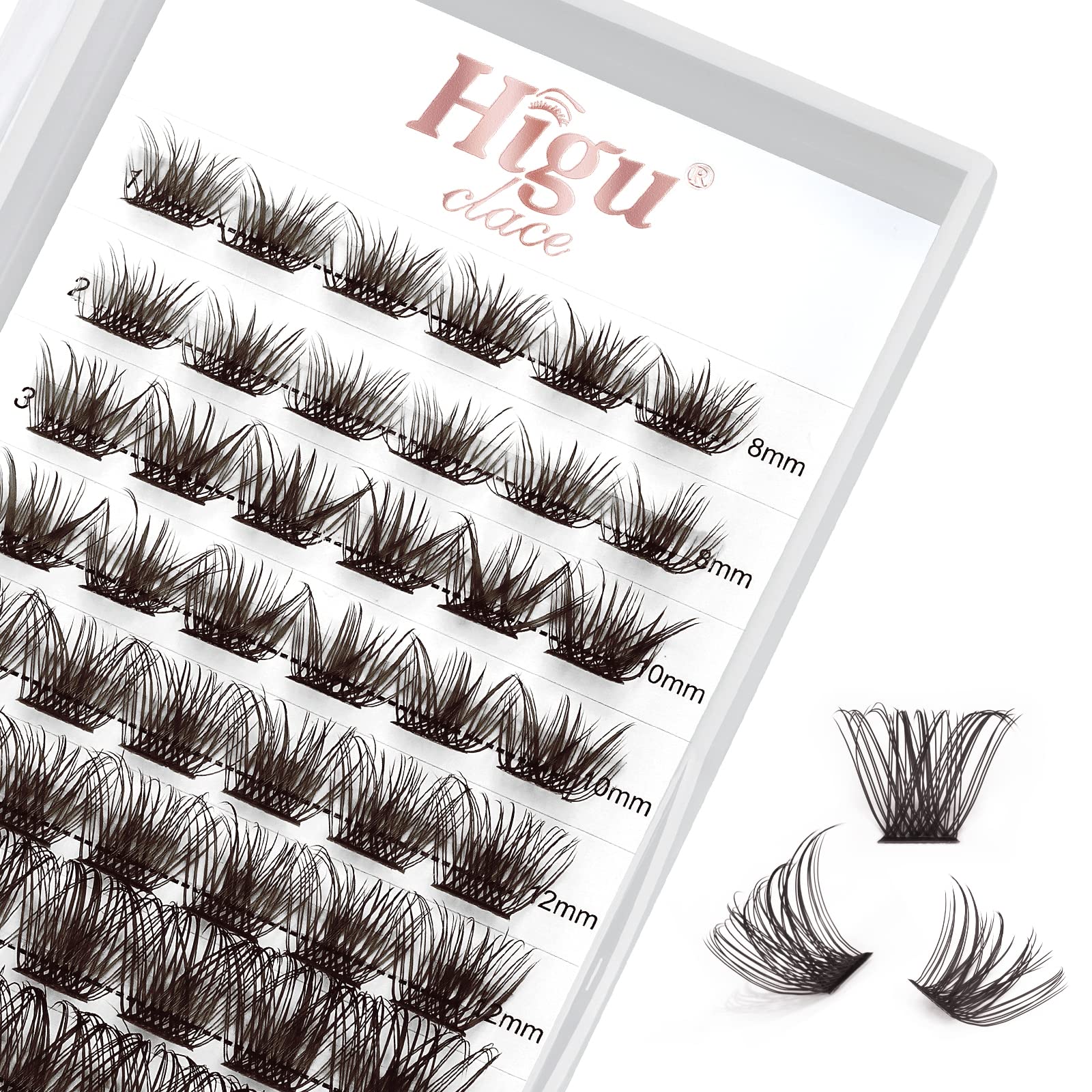Colored Lash Clusters DIY Eyelash Extensions 72 C/D Curl Colored Cluster Lashes Brown Blue Purple Green Red Individual Lashes Cluster Eyelash Clusters Thin Band DIT at Home(Volume Brown-D mix8-16)