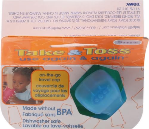 The First Years Take & Toss Spill Proof Sippy Cups - Reusable Toddler Cups - Rainbow - Kids Cups and Snap On Lids for Ages 9 Months and Up - 4 Count