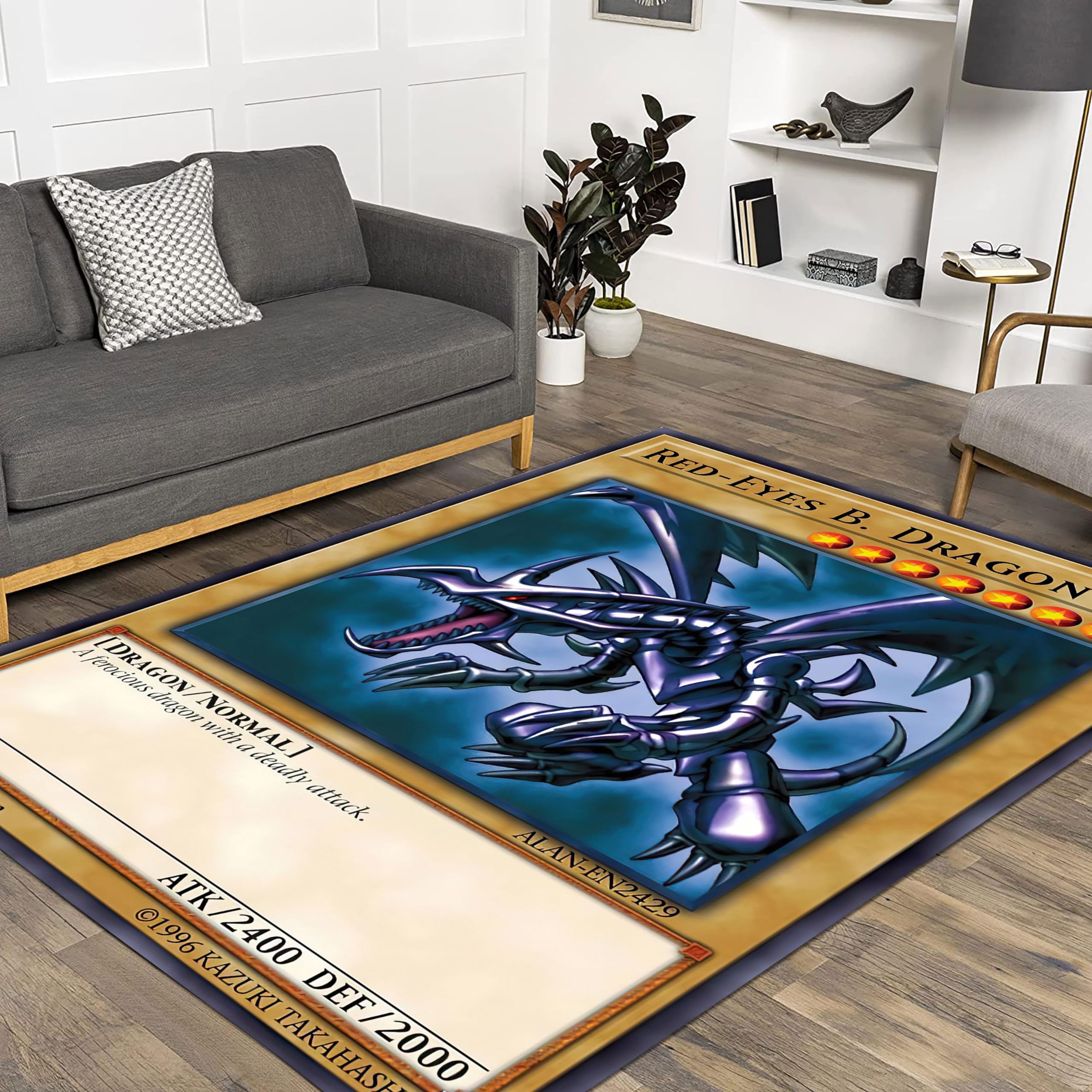 SHOUSE Anime Black Dragon Red Eyes Area Rectangle Rugs Living Room Carpet Floor Decor (96 * 60 inches)