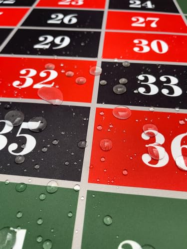 The Gaming Mat Company Roulette Table Mat for Casino Home Game Nights- Deluxe Vegas Roulette Table 35.5" x 71" x 0.12"- Big Mats Smooth Fabric Topper- Space for A Roulette Wheel- Double & Single Zero