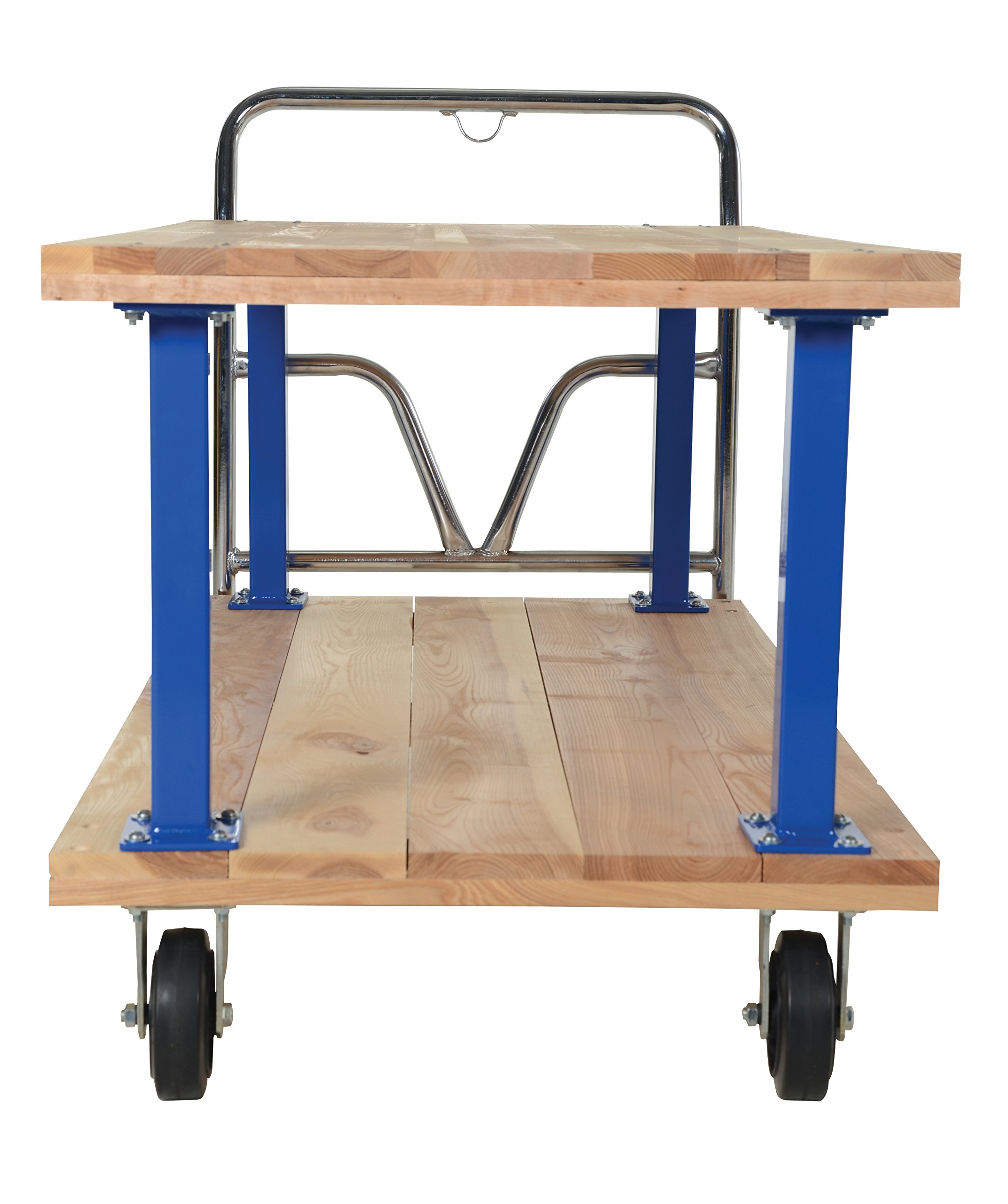 Vestil VHPT/D-3060 Double Decker Hardwood Platform Cart, 1600 lbs Capacity, 60" Length x 30" Width Deck, Overall Height (in.) 36-1/2, Lower Deck Height (in.) 9-1/2, Top Deck Height (in.) 29-1/2