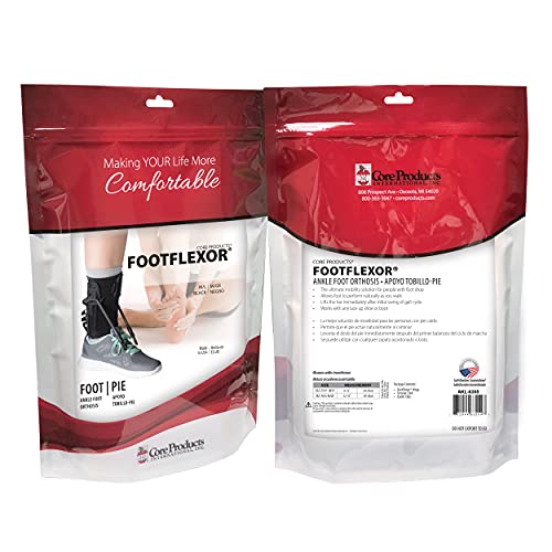 Core Products FootFlexor Foot Drop Brace for Walking, Soft Ankle Foot Orthosis for Men and Women - Medium/Large