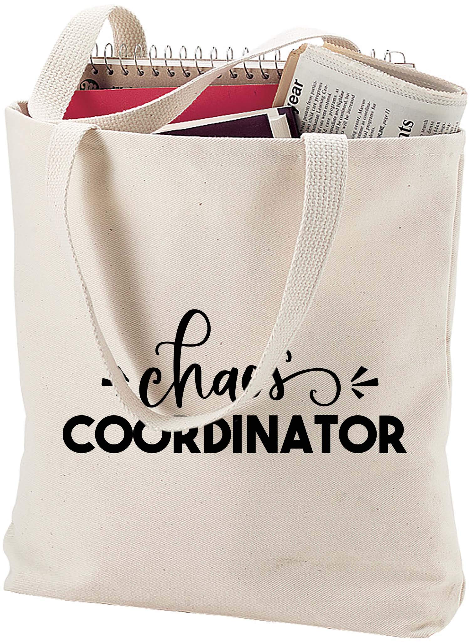 Chaos Coordinator Teacher Mom Parent Funny Natural Canvas Tote Bag funny gift