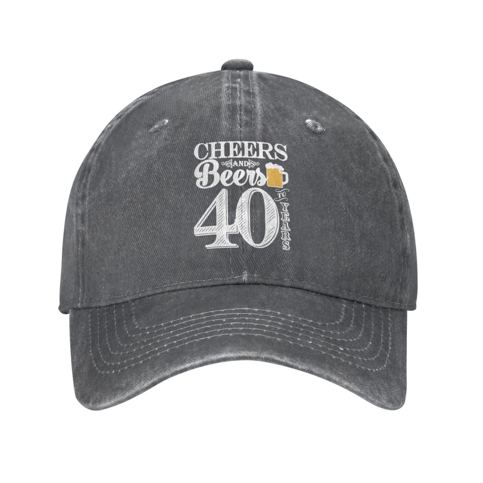 Cheers and Beer 40 Years Unisex Classic Hats Deep Heather Baseball Cap Trucker Hat Birthday Gift for Men Women