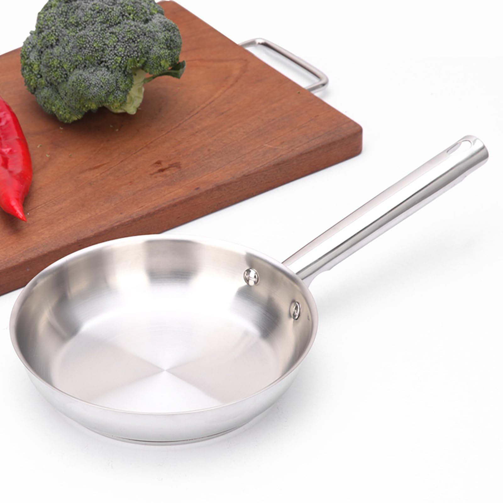 Daddynme Tri-Ply Stainless Steel 8inch Small Frying Pan, Chef's Pans Oven safe induction kitchen skillet,Suitable for All Stove