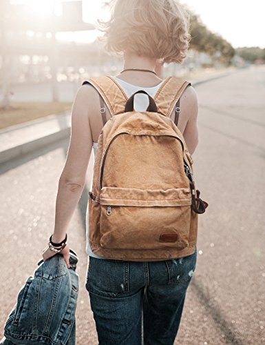 Muzee Canvas Backpack Lightweight Travel Daypack Student Rucksack Laptop Backpack