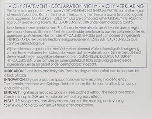 Vichy Nutrilogie 2 Intense Moisturizer for Very Dry Skin, 24-Hour Hydration Daily Face Cream to Strengthen and Soothe Skin, Non-Greasy Finish, 1.69 Fl Oz (Pack of 1)