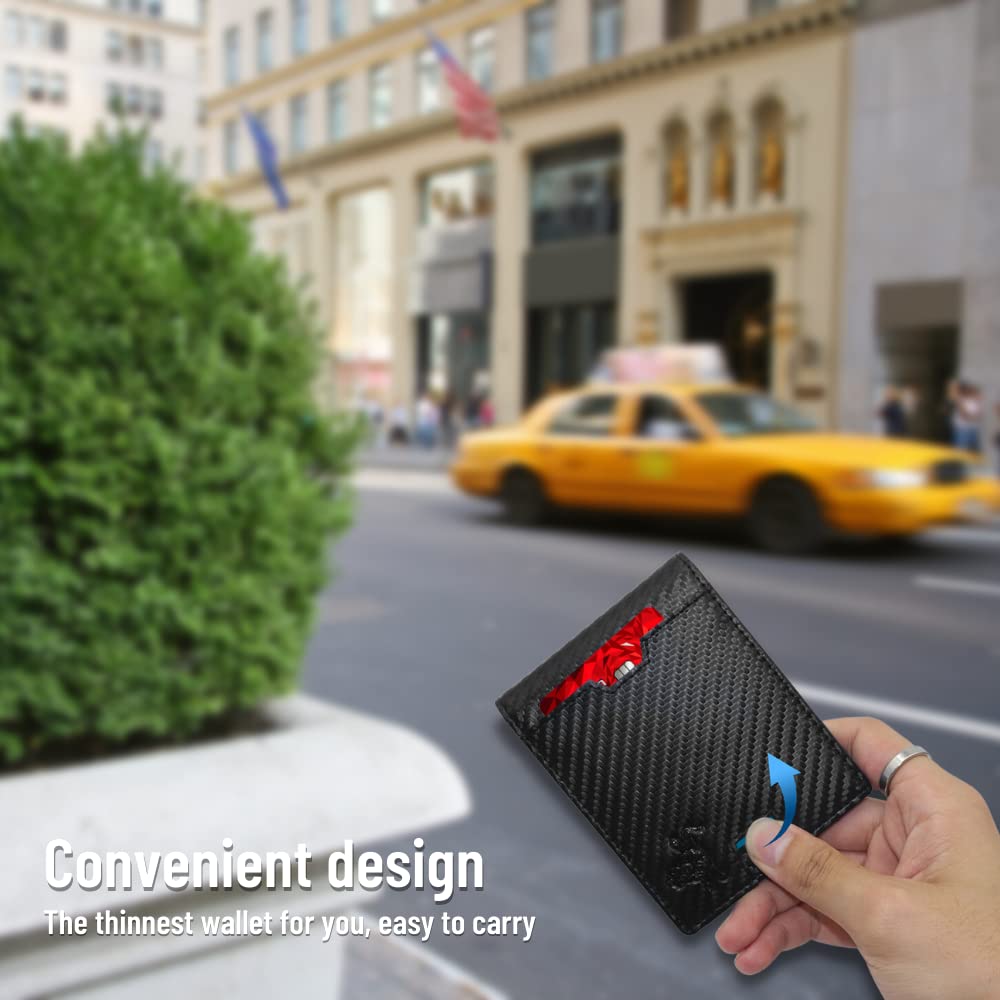 BULLMIND Wallet For Men Slim Minimalist Carbon Fiber Bifold Larger Capacity RFID Blocking With 11 Slots Credit Cards Holder with Money Clip and Box