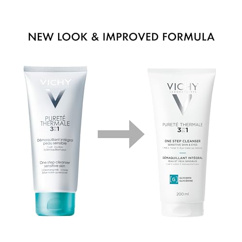 Vichy Pureté Thermale One Step Cleanser | Face Wash + Toner + Makeup Remover | No Rinse Required | Gentle Eye Makeup Remover | Suitable For Sensitive Skin & Contact Lenses | Non-Oily | Alcohol Free