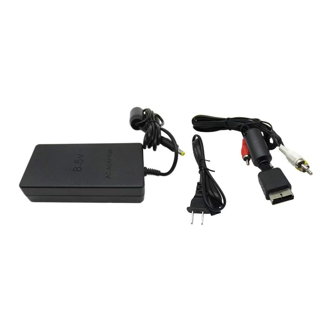 Vicue AC Adapter Power Supply 8.5v SCPH-70100 +AV Cable for Slim Ps2 Playstation 2 PS2