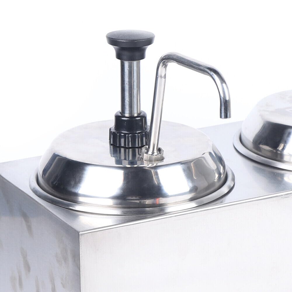 Electric Cheese Dispenser, 2l*2 Capacity Hot Fudge Warmer ,Cheese Dispenser Warmer with Pump ,Stainless Steel Hot Cheese Dispenser for melting melted butter, fudge, cheese, caramel, butter topping