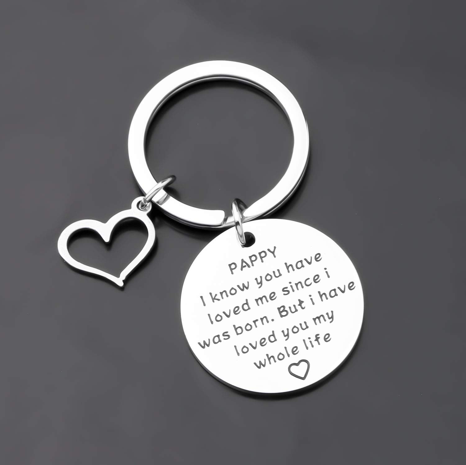 BLEOUK Pappy Keychain Grandpa Gift Father’s Day Gift Birthday Gift for Grandpa Pappy (love since PAPPY)