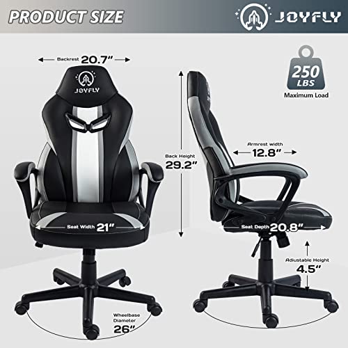 JOYFLY Gaming Chair, Gamer Chair Racing Style Game for Adults Teens, Ergonomic PC with Lumbar Support, 300lbs(Black)