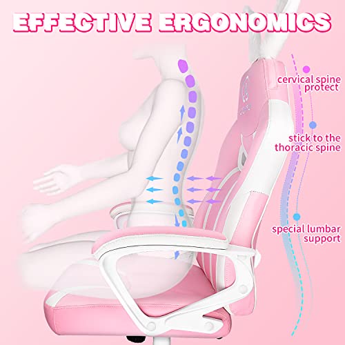 JOYFLY Pink Video Gaming Chair for Kids, Gamer, Girls, Teens Adults Computer Chair Silla Ergonomic Chair(Pink-White)