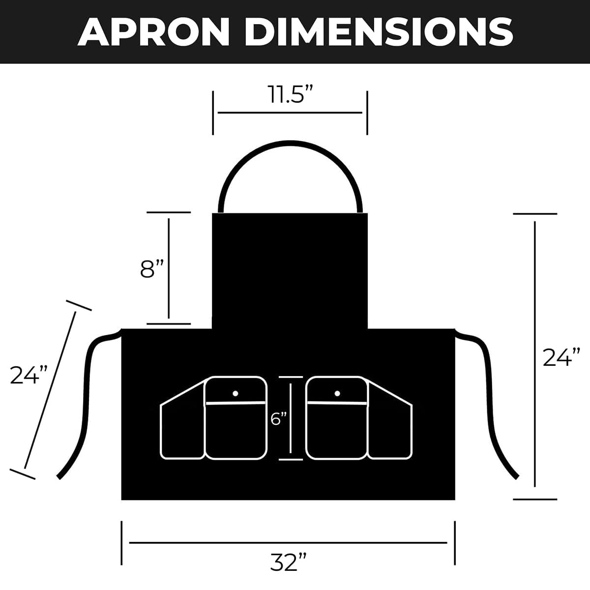 CHARLENE Courtney Convertible Zip Apron #9044 (Black)