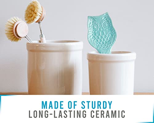 Decorative Owl Spoon Rest for Kitchen Countertop β Modern Farmhouse Spoon Holder for Stove in Lovely Aqua Blue, made with Chip-free Ceramic β Dishwasher Safe Utensil Rest