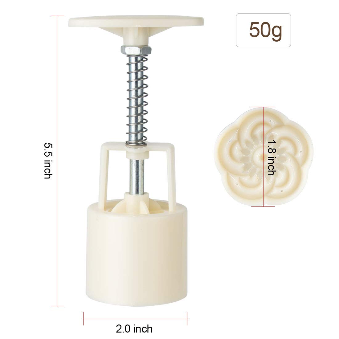 Cookie Stamp Moon Cake Mold Stamps, Cookie Press Mid Autumn Festival DIY Decoration Press Cake Cutter Mold (50g 6pcs Stamps)