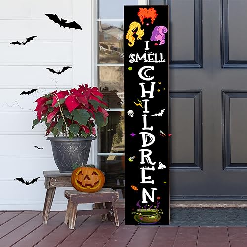Halloween Door Hanger Welcome Door Sign Front for Door Decoration - Standing Hanging Home Front Door Yard Wall Decorations Wooden Door Sign for Halloween Party Supplies,47.2"H