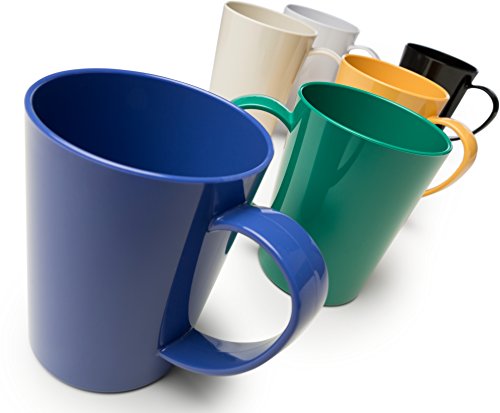Carlisle FoodService Products Mug Plastic Coffee Mug with Large Handle for Buffets, Home, and Restaurant, Tritan, 12 Ounces, White