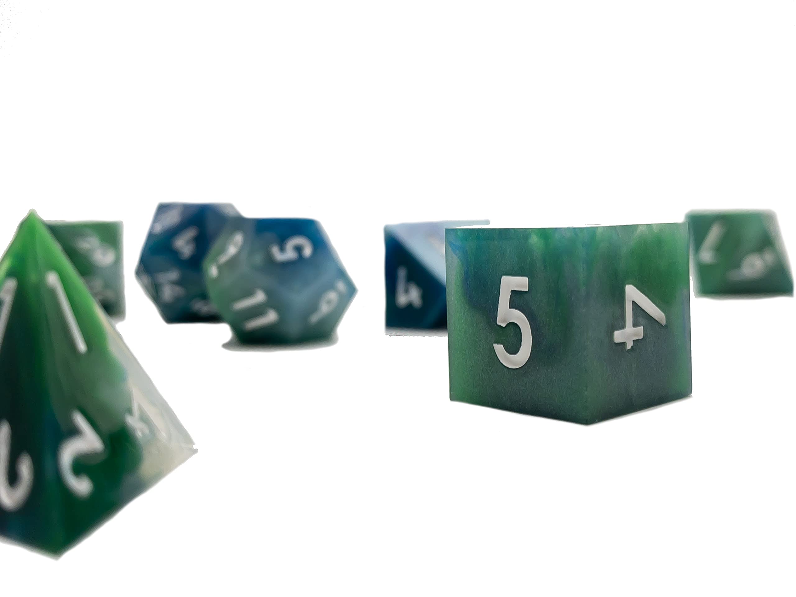 Tabletop Supply Company Sharp Edge Polyhedral Dice Set, Shimmering Jade