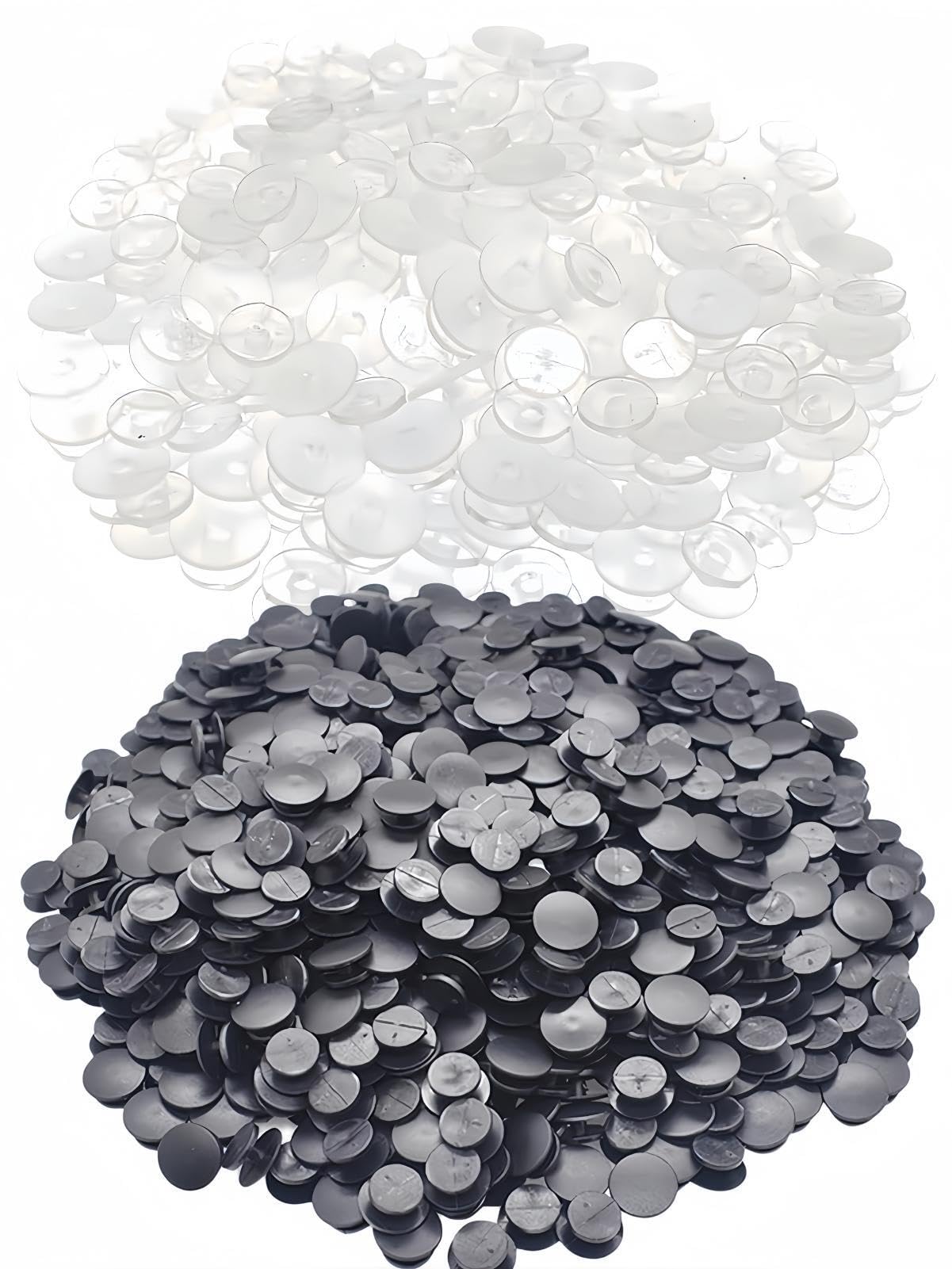 JIANYI Buckle Plastic Button, 100PCS Shoe Charm Buttons Round Buttons DIY Shoes Charm Accessories for Kids, Wristband Charm Backs (Black & Transparent)