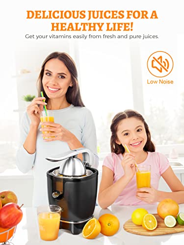 OSTBA Citrus Juicer Electric, Orange Juicer with Two Cones, Lemon Lime Grapefruit Orange Juice Squeezer, Anti-drip Spout, Stainless Steel Handle, Easy to Clean and Use