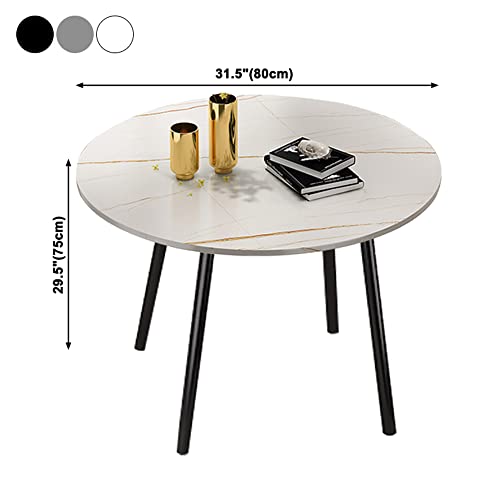 LITFAD 4-Foot Dining Site Table Modern Style Stone Coffee Table 31.5'' Dinette Table Simple Kitchen Table for Home Restaurant Cafe - Black Round, Table Only(Not Including Chairs)