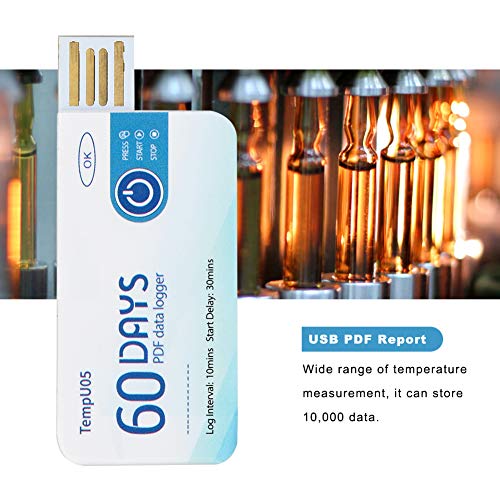 Disposable USB Temperature Data Logger Cold Chain Fresh Label Cold Chain Shipping Temperature Monitor with PDF Report(Blue)