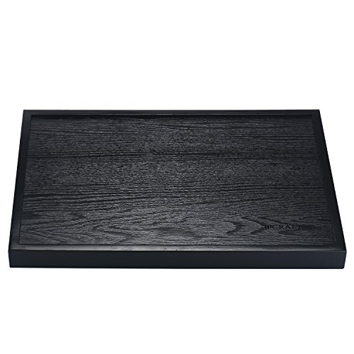 JPCRAFT Rectangle Wooden Serving Tray Breakfast Tray with Handles, Black, 15.75 by 11-Inch