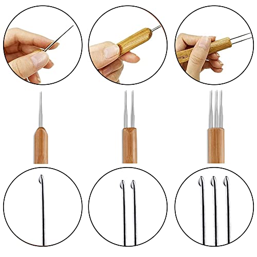Dreadlocks Crochet Hooks 3pcs/Set ,Braid Hair Dreadlocks Needle ,Dreadlock Crochet Hook Tool Weaving Needle Tool ,Locs Crochet Needle (3 Pieces 1 Hook /0.5mm+0.75mm+1mm)