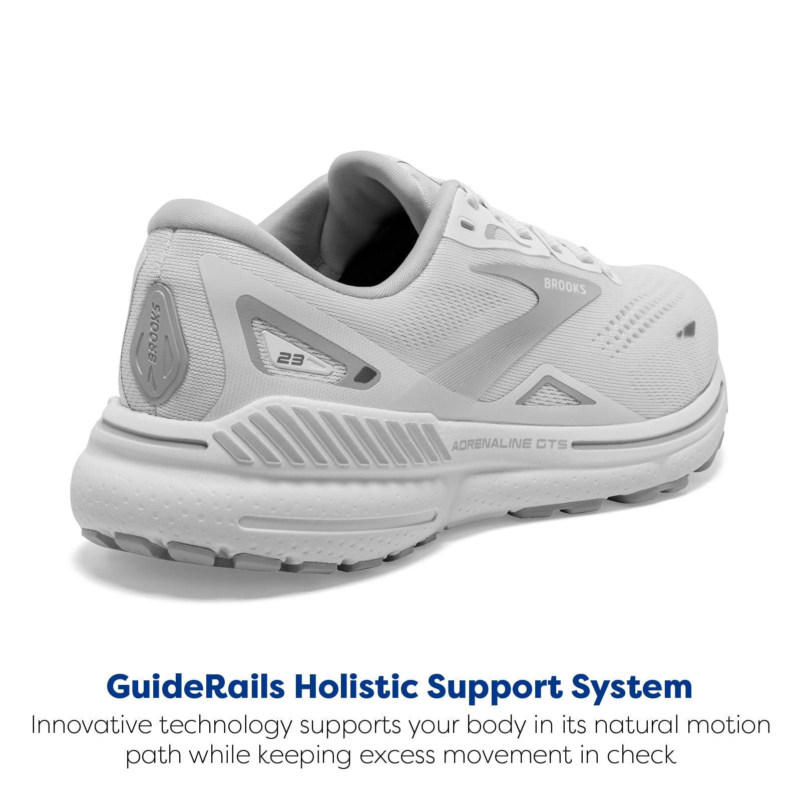 Brooks Women’s Adrenaline GTS 23 Supportive Running Shoe - White/Oyster/Silver - 9 Medium