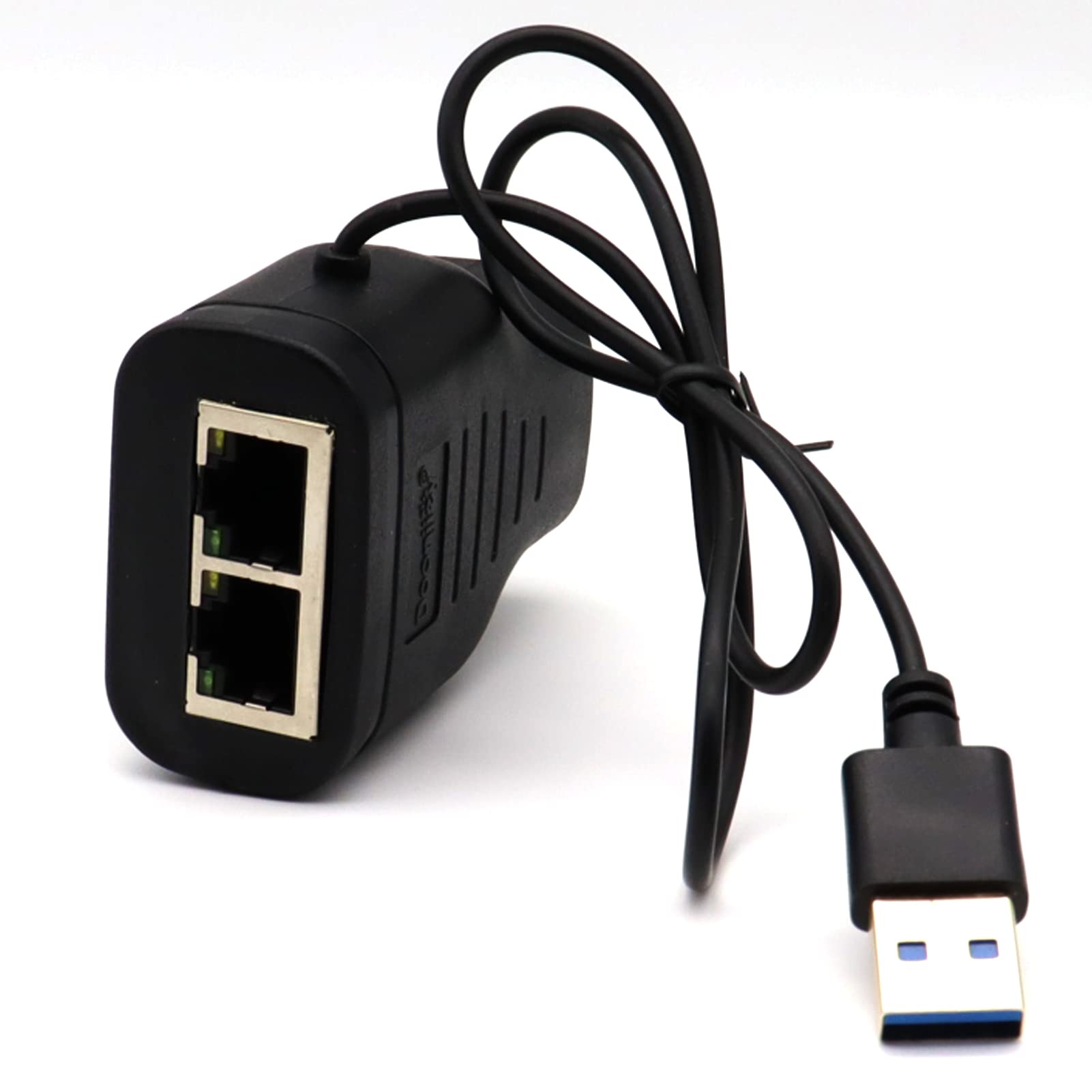 Disscool RJ45 Network Splitter Adapter, LAN Couple USB to RJ45 Port with USB Power Cable 1 to 2 Ethernet Extender Connecter 8P8C for Cat5/Cat5e/Cat6/Cat6e/Cat7
