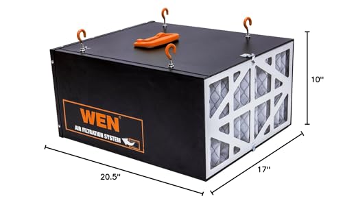WEN 3410 3-Speed Remote-Controlled Air Filtration System (300/350/400 CFM), Basic w/ RF Remote (400 CFM) , Black